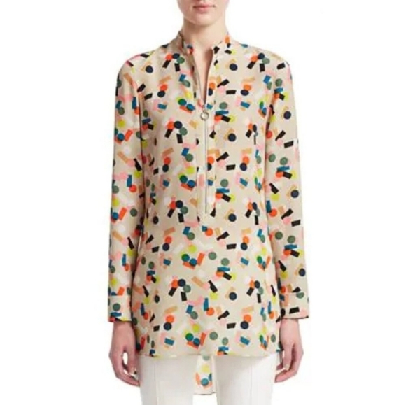Akris | Tops | Akris Punto Memphis Bell Air Print Mulberry Silk Blouse ...